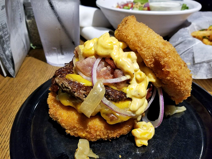 The Walking Ched isn't just a burger&mdash;it's architecture. Fried mac and cheese replaces bread in this monument to delicious excess.