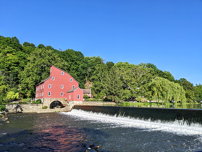 Clinton's famous Red Mill steals the show! This postcard-perfect scene explains why it's New Jersey's most photographed building.