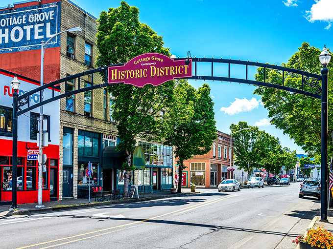 When your town entrance has its own welcoming arch, you know you've found somewhere special. Pure Americana preserved in brick and mortar.