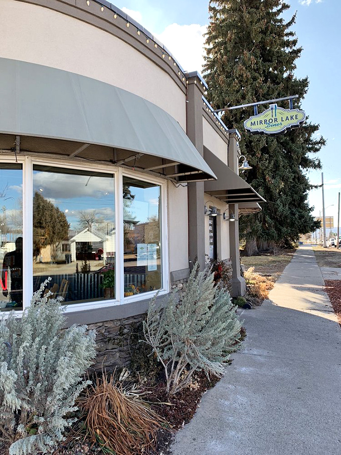 Mirror Lake Diner's curved windows reflect the promise of mountain-worthy breakfasts served with small-town charm.