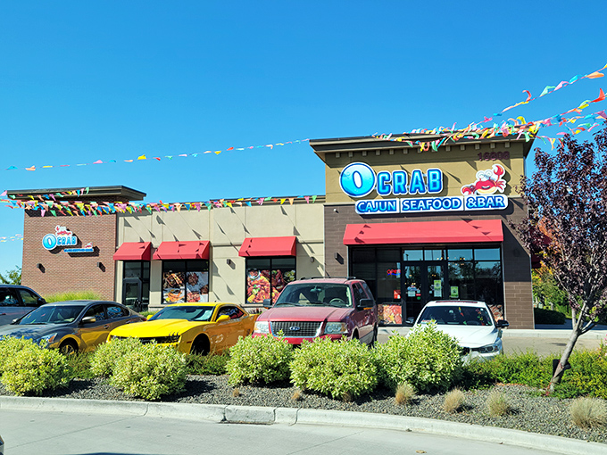 O Crab's festive exterior hints at the party happening inside, where seafood comes in bags and finger-licking is not just allowed but encouraged.