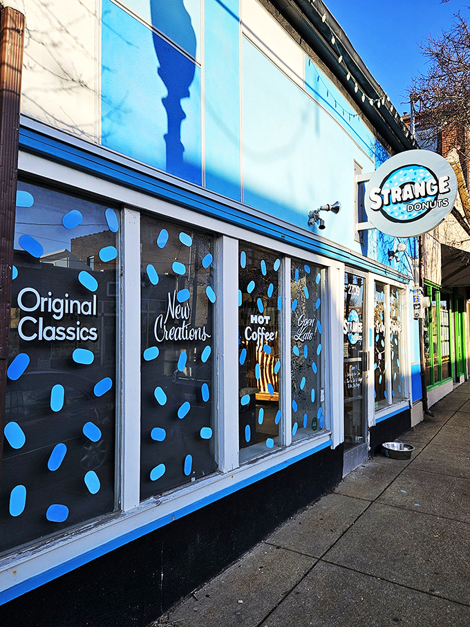Strange Donuts lives up to its name with that eye-catching blue polka-dotted facade. Willy Wonka would approve of this color scheme.