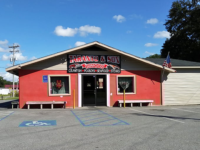 Taranto's bold red exterior is the architectural equivalent of a spicy crawfish&mdash;impossible to ignore and promising a flavor explosion inside.