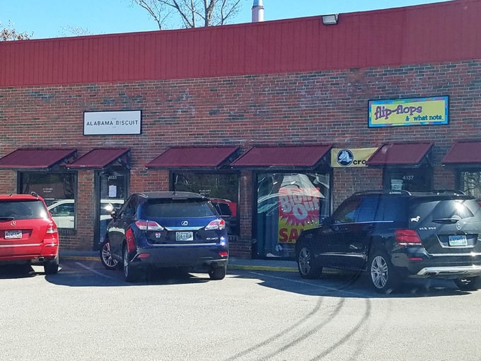 Alabama Biscuit Co.'s brick facade hides a biscuit laboratory where flour and butter achieve their highest purpose in life.