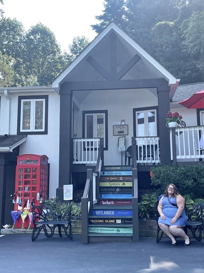 Book lovers, rejoice! These literary-inspired steps lead to a tea lover's paradise where stories and scones live happily ever after.