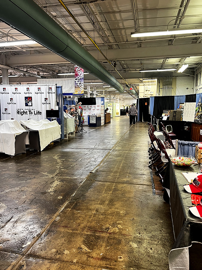 Vendor booths stretch to infinity! Like a small city where every resident decided to open their own unique mini-store.