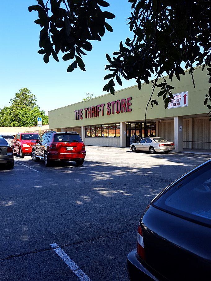 The Thrift Store's clothing section stretches as far as the eye can see. It's like a department store where everything's on super-sale!