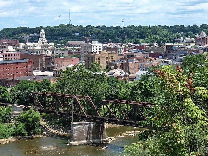 Zanesville's downtown view captures the essence of small-town America &ndash; where the courthouse clock still keeps time for everyone.