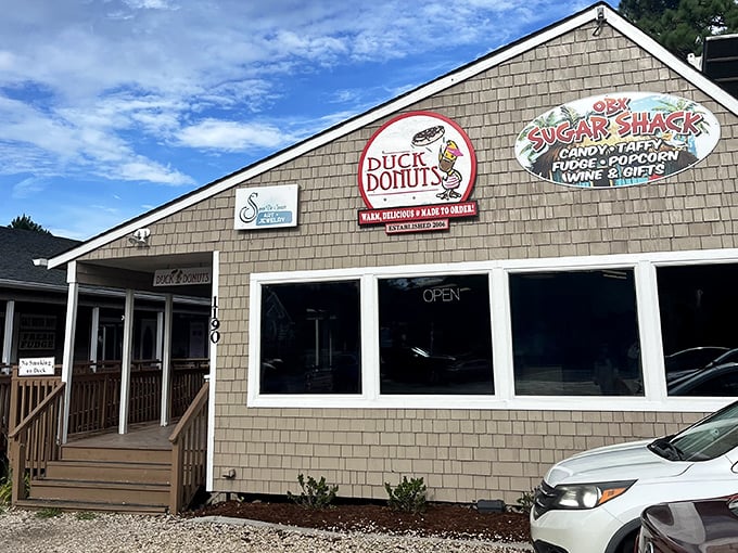 Where donuts meet beach vibes &ndash; Duck Donuts' weathered wood exterior is as classic as their warm vanilla cake base.