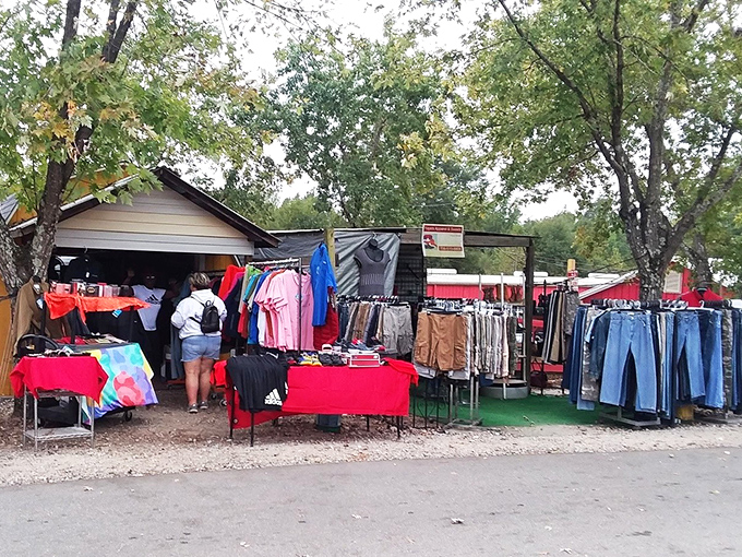 Bargain hunters' boulevard! J&J's colorful corridor of clothing offers everything from casual tees to Sunday best, all without department store sticker shock.