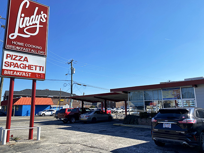 Home cooking, breakfast all day, and a side of small-town charm &ndash; Lindy's modest exterior hides culinary treasures.