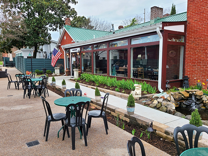 Garden seating at Monell's offers a perfect perch for people-watching between bites of legendary fried chicken. Summer dining perfected!