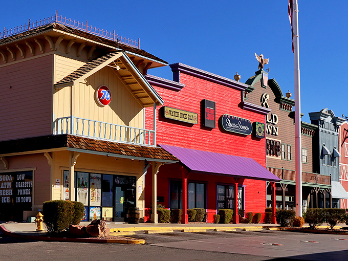 Old West charm meets modern affordability in Pahrump's colorful storefronts, where retirement dollars find extra mileage.