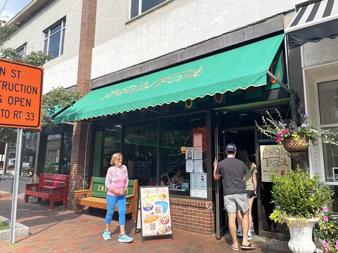 Where breakfast rebels come to plot delicious revolution against ordinary morning meals. Those sidewalk benches have witnessed many food epiphanies.