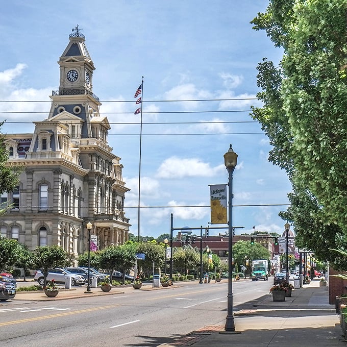 From this vantage point, Zanesville spreads out like a model train village, with the famous Y-Bridge connecting more than just riverbanks.