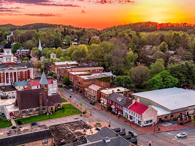 Sunset bathes Jonesborough's historic district in golden light, revealing a town that has mastered the art of preserving its past while embracing its future.