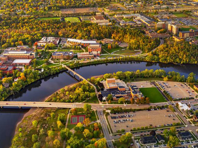 From above, Eau Claire reveals its secret superpower: a perfect balance of nature and urban convenience, wrapped in autumn's golden embrace. 