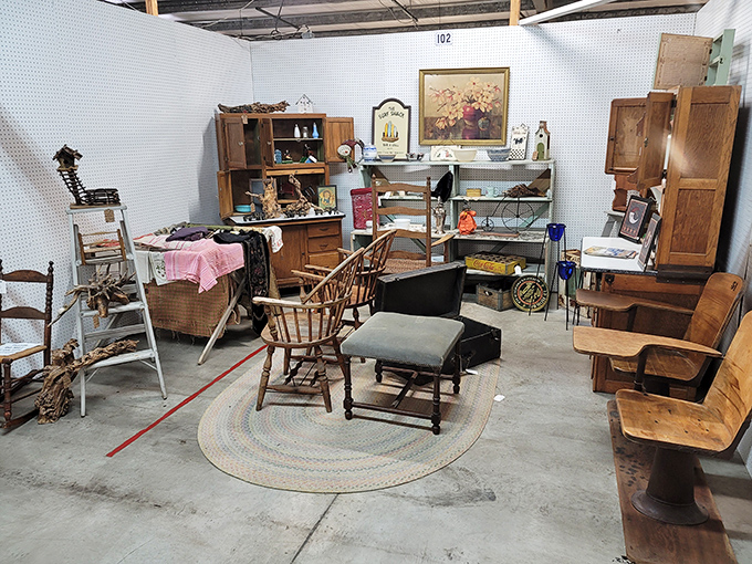 Vendor booths create miniature time capsules of Americana. That braided rug has seen more family gatherings than your Thanksgiving turkey.