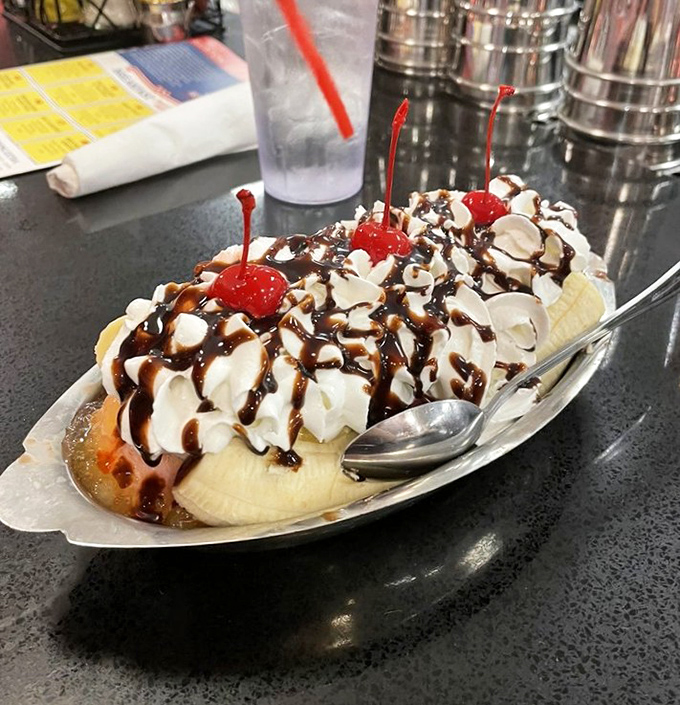 The banana split that launched a thousand diets&mdash;and was worth every calorie. Whipped cream mountains with cherry flag planted firmly on top.