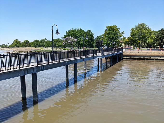 Battery Park's pier stretches into the Delaware River like a welcome mat to another world. Perfect for contemplative walks or escaping family holiday conversations.