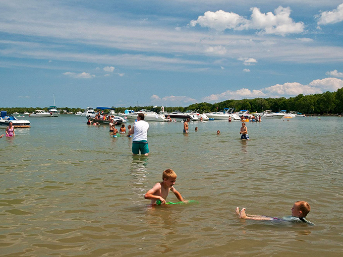 The ultimate family water playground where the beach ball is always the star of the show. Lake Erie's version of recess.