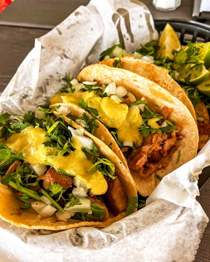These tacos aren't wearing fancy outfits or trying to impress anyone. They're just being their authentic, flavor-packed selves&mdash;and that's more than enough.