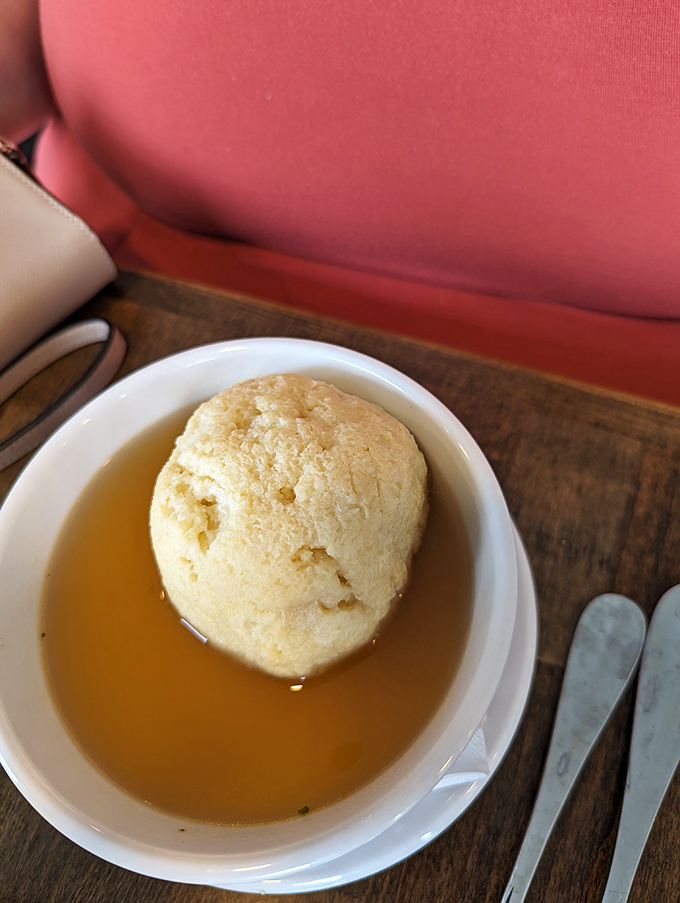 This matzo ball doesn't float&mdash;it commands respect. Like the Death Star of comfort food, but with better seasoning and no evil empire.
