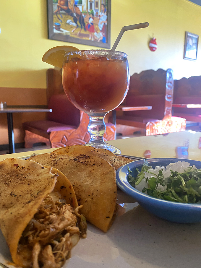 That golden goblet isn't just holding a margarita&mdash;it's guarding the true treasure: perfectly crisped birria tacos waiting to be dunked.