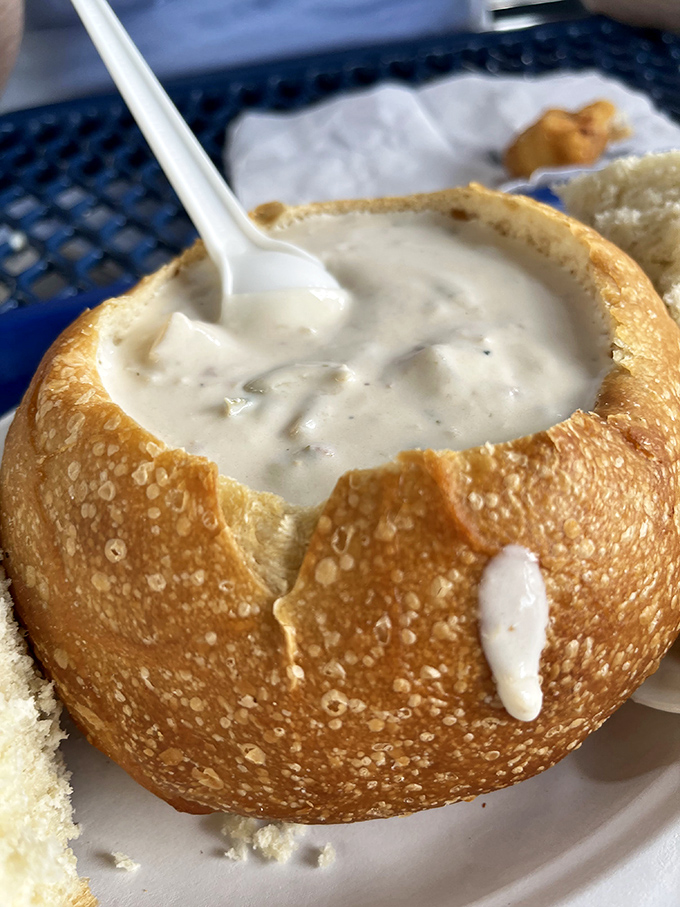 The only thing better than Ivar's clam chowder? Having it served in an edible bread bowl. Spoon optional, happiness guaranteed.