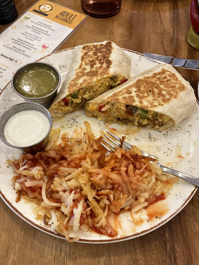 This breakfast burrito brings its A-game, but those crispy, golden hash browns refuse to be upstaged by any wrapped competitor.