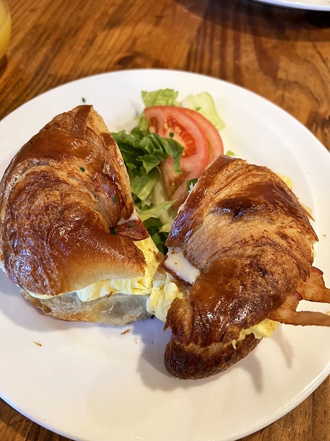 The humble croissant sandwich&mdash;proof that the French understood breakfast architecture long before the rest of us started stacking things.