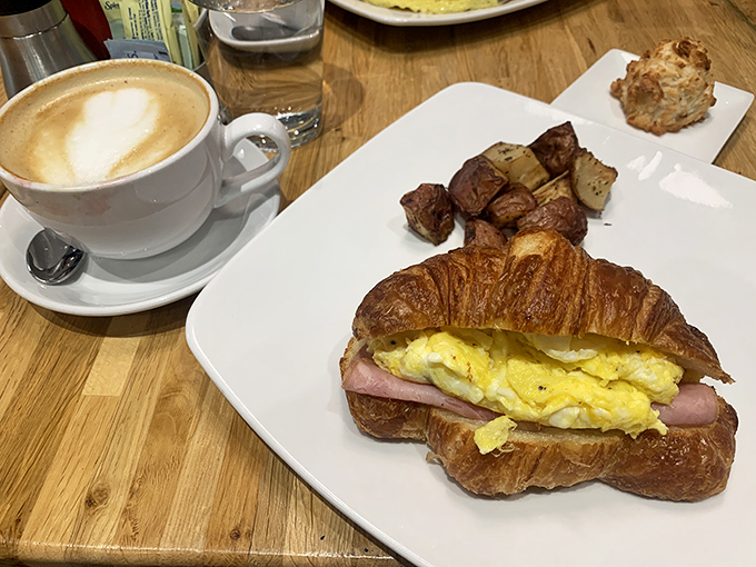 Breakfast reimagined &ndash; a croissant sandwich with ham and eggs that makes you question why cereal was ever invented.
