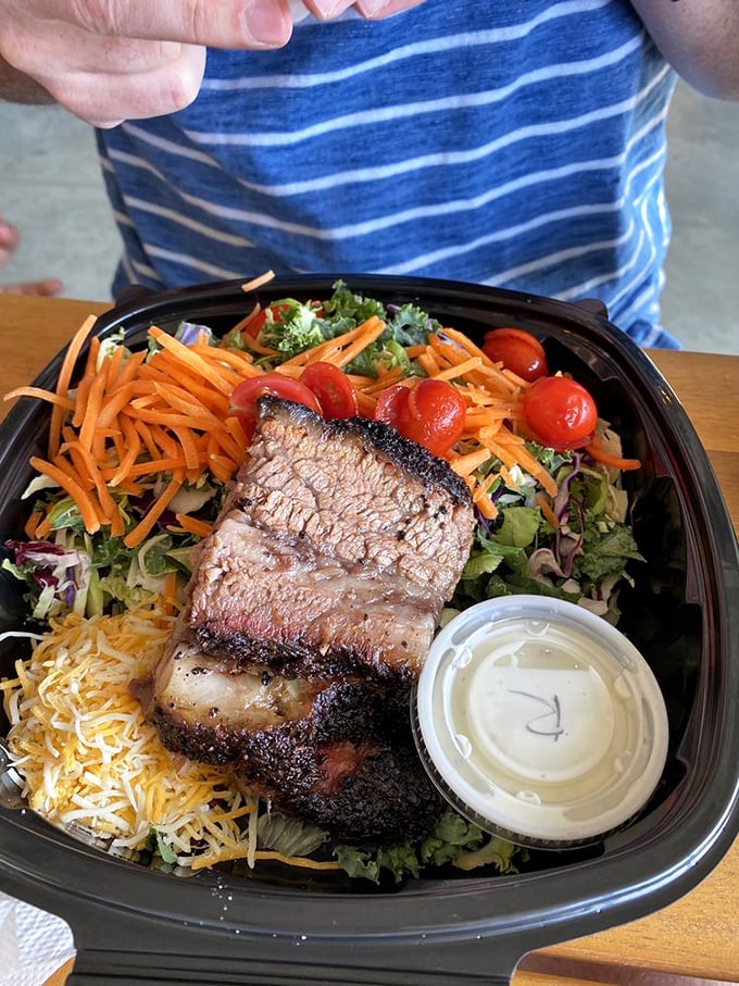 Who says salad can't be exciting? When topped with Prime's brisket, even lettuce gets its moment in the spotlight.