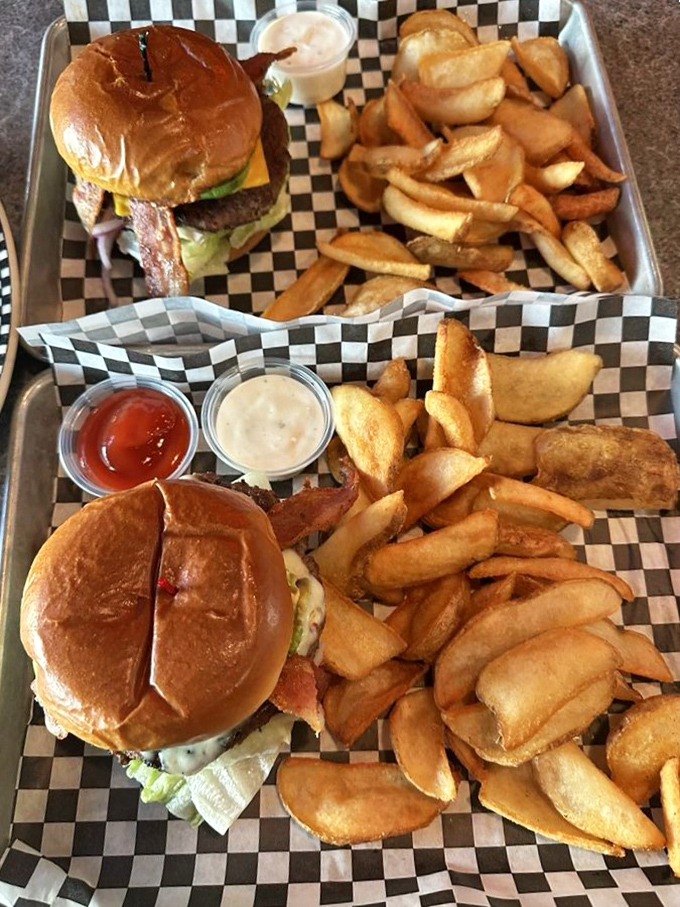 This isn't just a burger&mdash;it's architecture. The perfect stack of beef, bacon, and California avocado might require blueprints to eat properly.