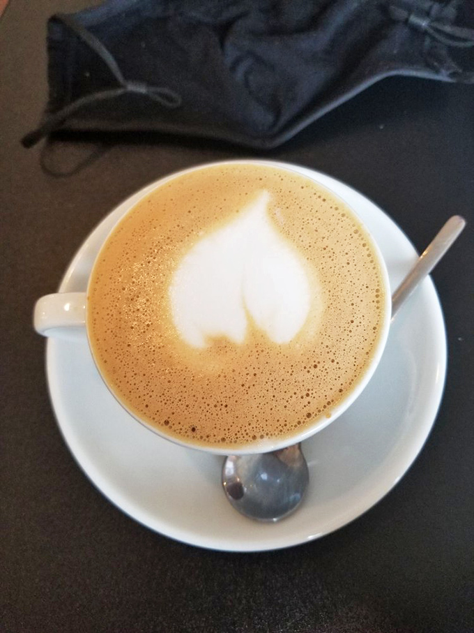 Heart-shaped foam that says "I love you" in the universal language of perfectly pulled espresso.