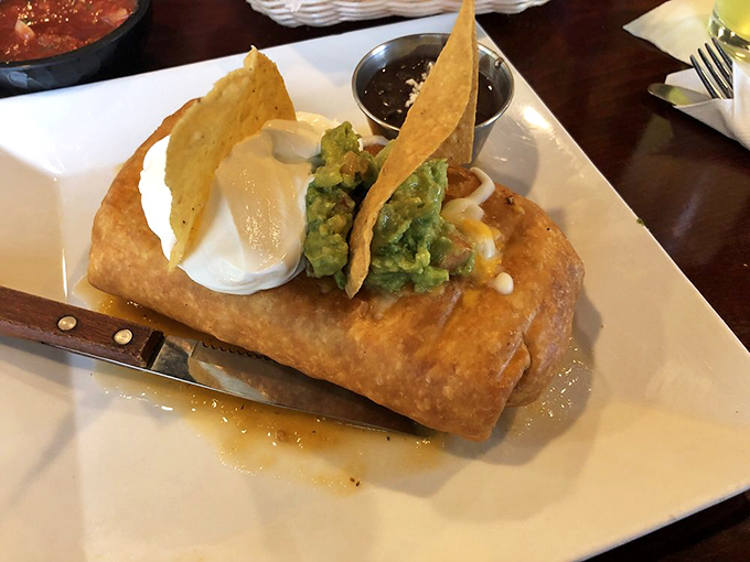 This isn't just dinner, it's edible architecture&mdash;a perfectly constructed chimichanga waiting to reveal its treasure of flavors within.