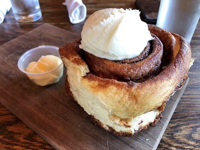 Architecture that matters &ndash; a beautifully constructed cinnamon roll with a scoop of ice cream that turns breakfast into a justifiable dessert.