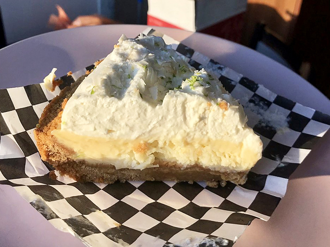 The coconut key lime pie arrives like a tropical vacation on a plate. No passport required, just bring your appetite. 