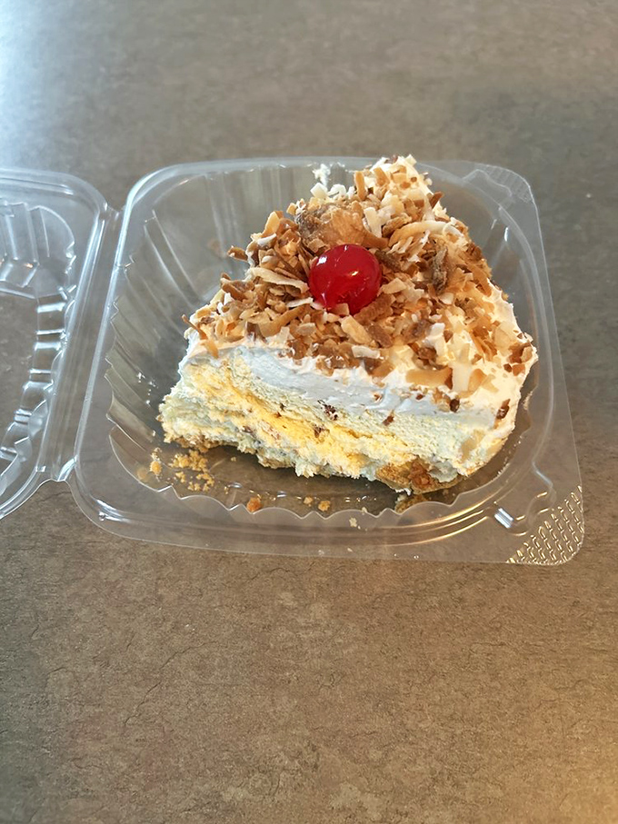 Coconut cream pie that's light as a cloud but rich as a dream. That cherry on top is just showing off.