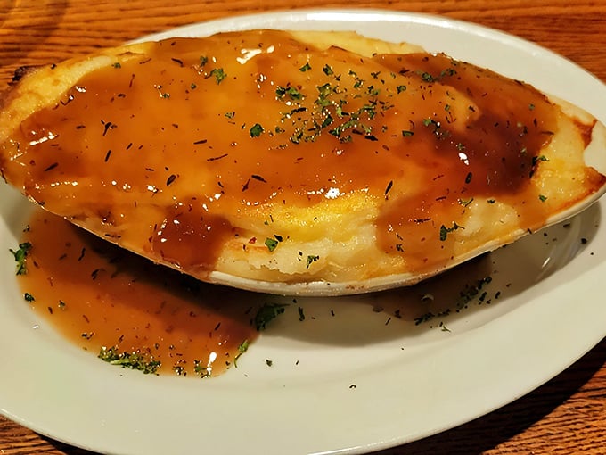 The gravy cascades over perfectly whipped potatoes like a savory waterfall. This isn't just dinner&mdash;it's edible therapy.