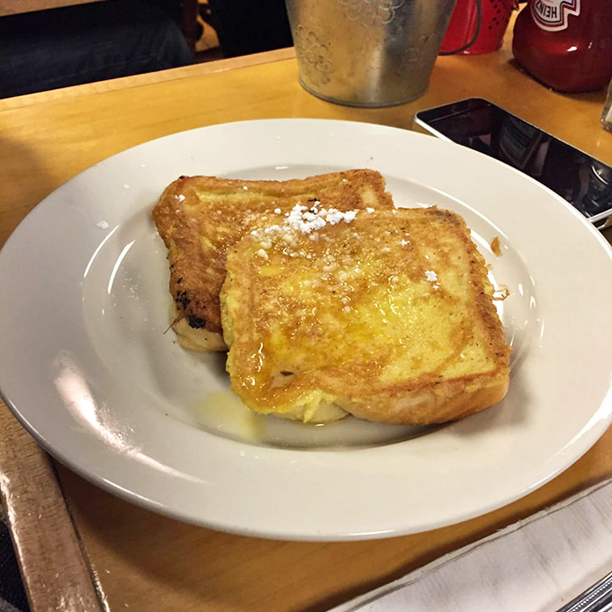 Golden-brown perfection achieved! This French toast has the ideal crisp exterior giving way to a custardy center that makes resistance futile.