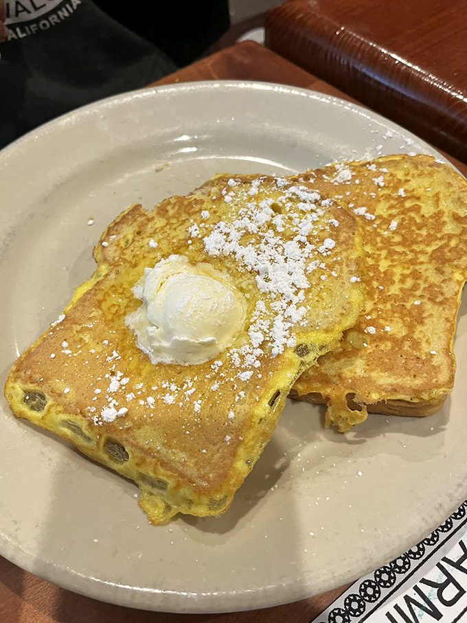 The star of the show takes center stage. This French toast with its melting pat of butter could make even pancake enthusiasts switch allegiances.