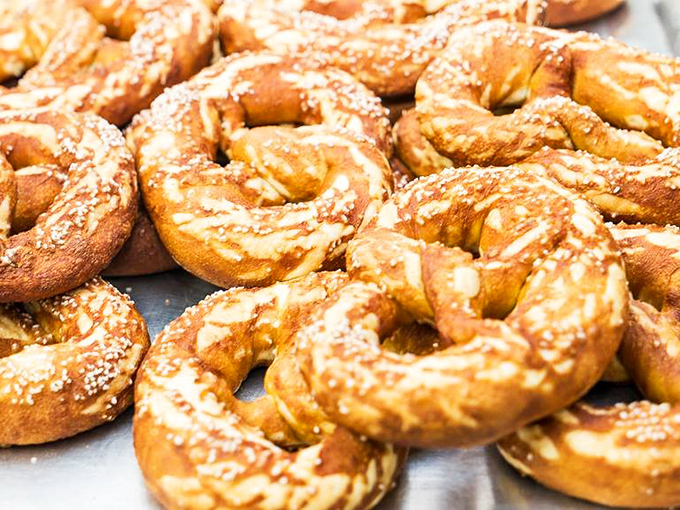The pretzel motherlode! Each one hand-twisted and kissed with just the right amount of salt&mdash;carb heaven in its most noble form.