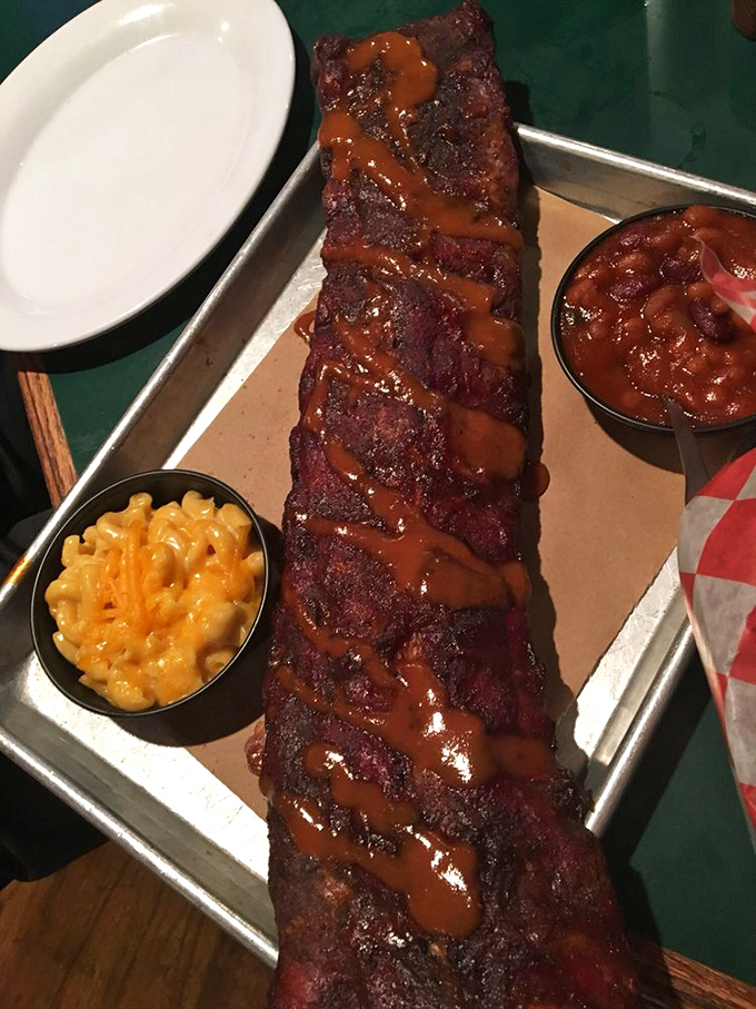 Behold: the full rack in all its glory. That sauce drizzle is like a Jackson Pollock painting, if Jackson Pollock worked exclusively in deliciousness.