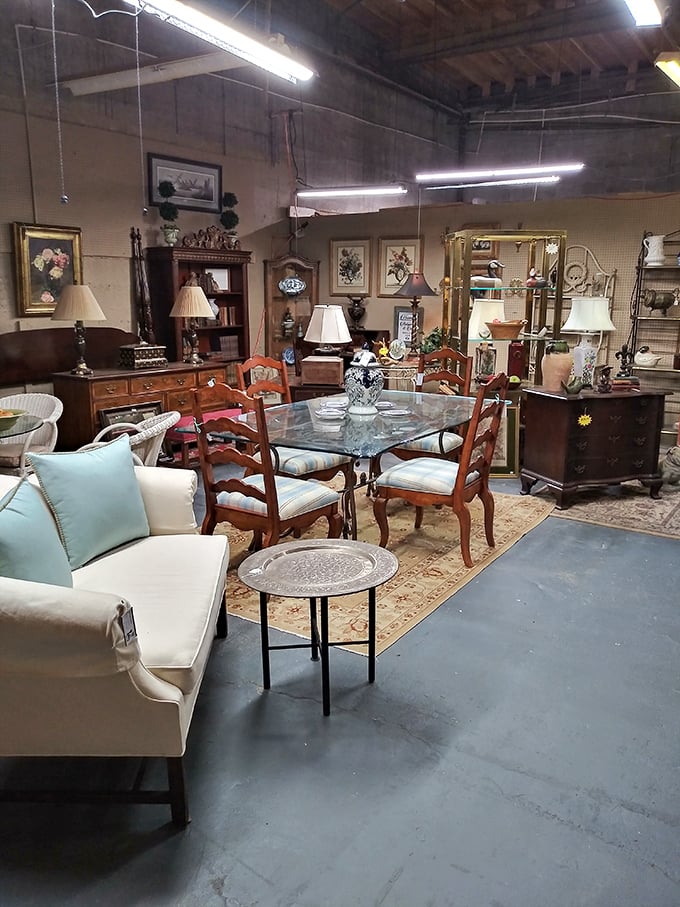 Not your IKEA showroom! This elegant furniture arrangement proves some things really were built better when your grandparents were dating.