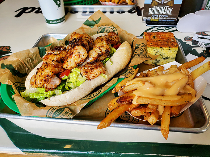 When a sandwich requires both hands and your full attention, you know you've found something special. This grilled grouper demands respect and delivers satisfaction.