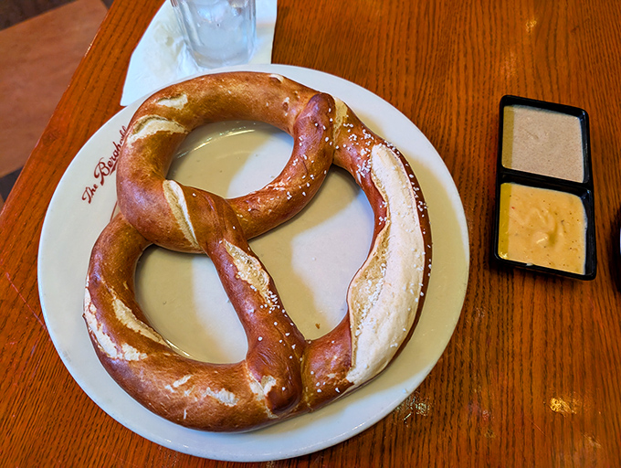 Carbs this magnificent laugh at your diet plans. The Berghoff's legendary pretzel practically needs its own area code.
