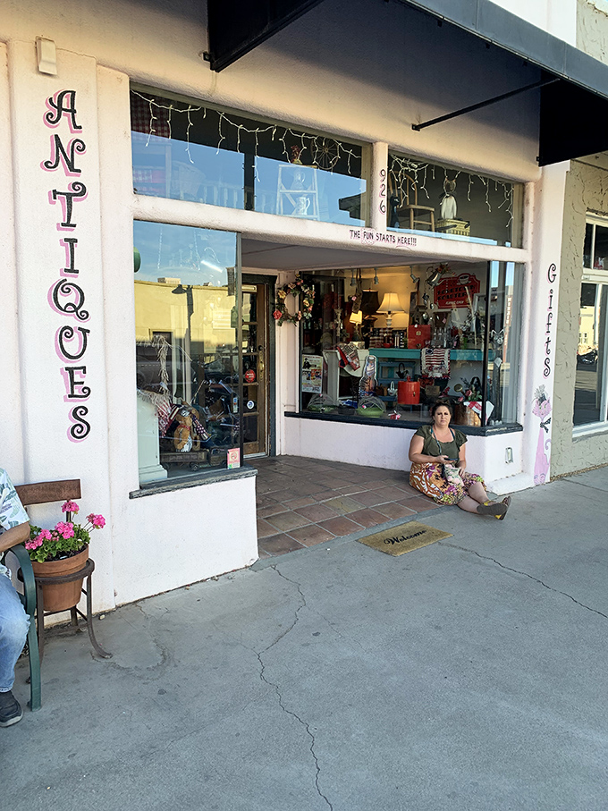 The word "ANTIQUES" has never looked more inviting than on this storefront, beckoning collectors and casual browsers alike.
