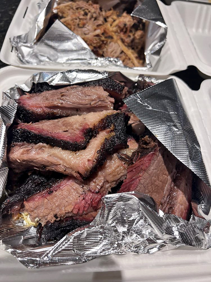 The barbecue holy grail: perfectly smoked brisket with that mahogany bark. This isn't just dinner; it's edible evidence that patience is indeed a virtue.