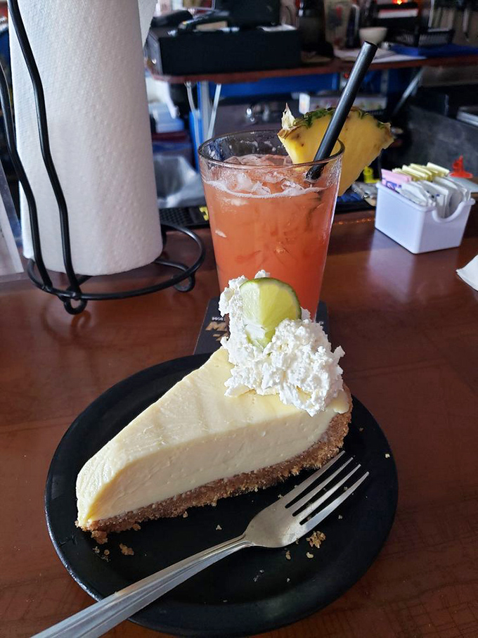 Nothing complements key lime pie like a tropical drink with enough fruit to count as your daily vitamin intake. Florida's version of milk and cookies.